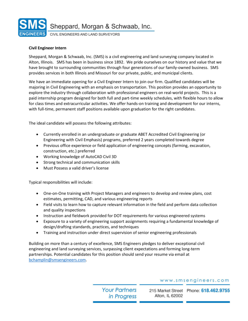 Civil-Eng-Intern-Ad-2022 | Sheppard, Morgan & Schwaab, Inc.